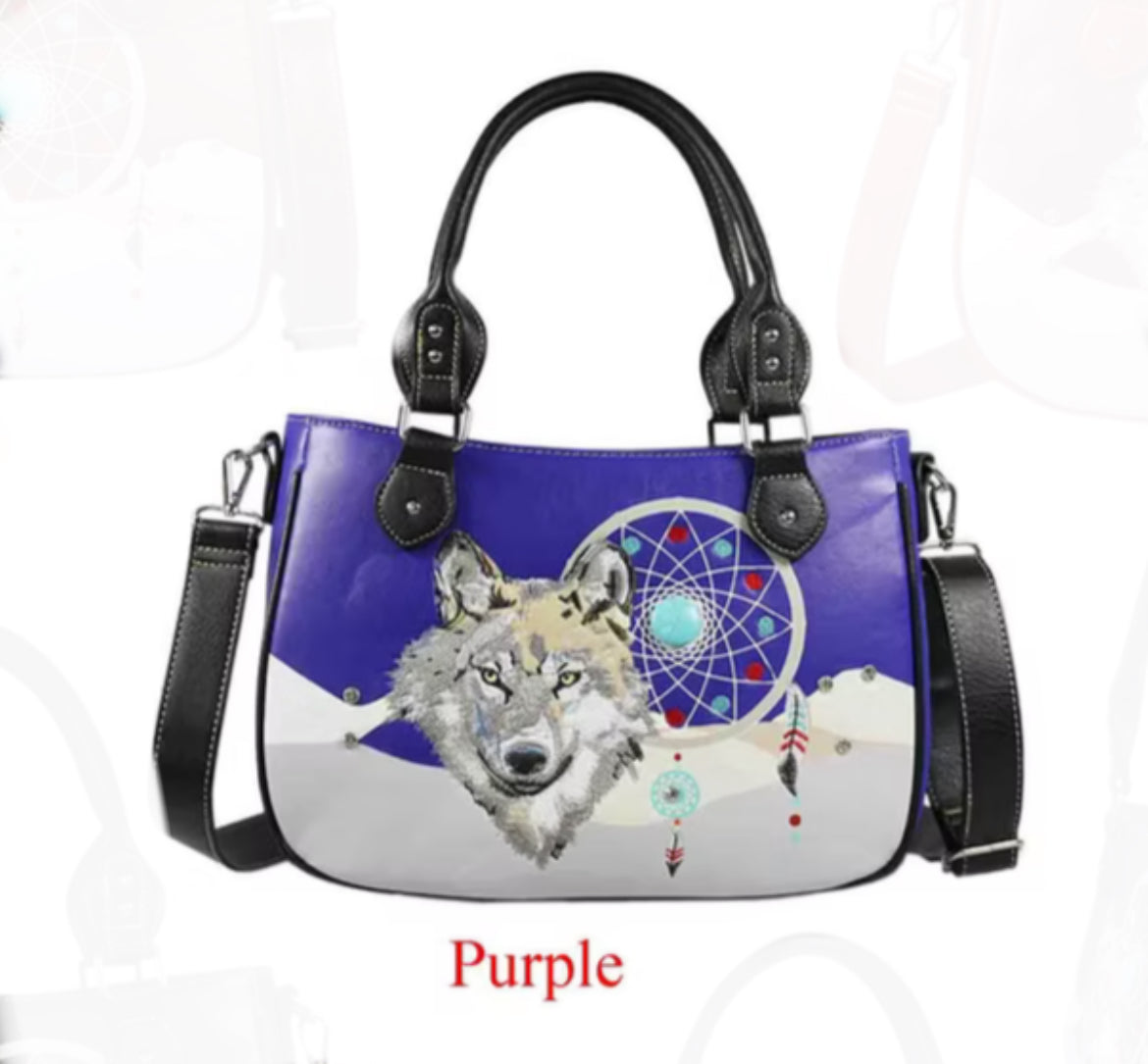 Purple Wolf Purse with detachable strap – Daring Diva Purses Winnipeg